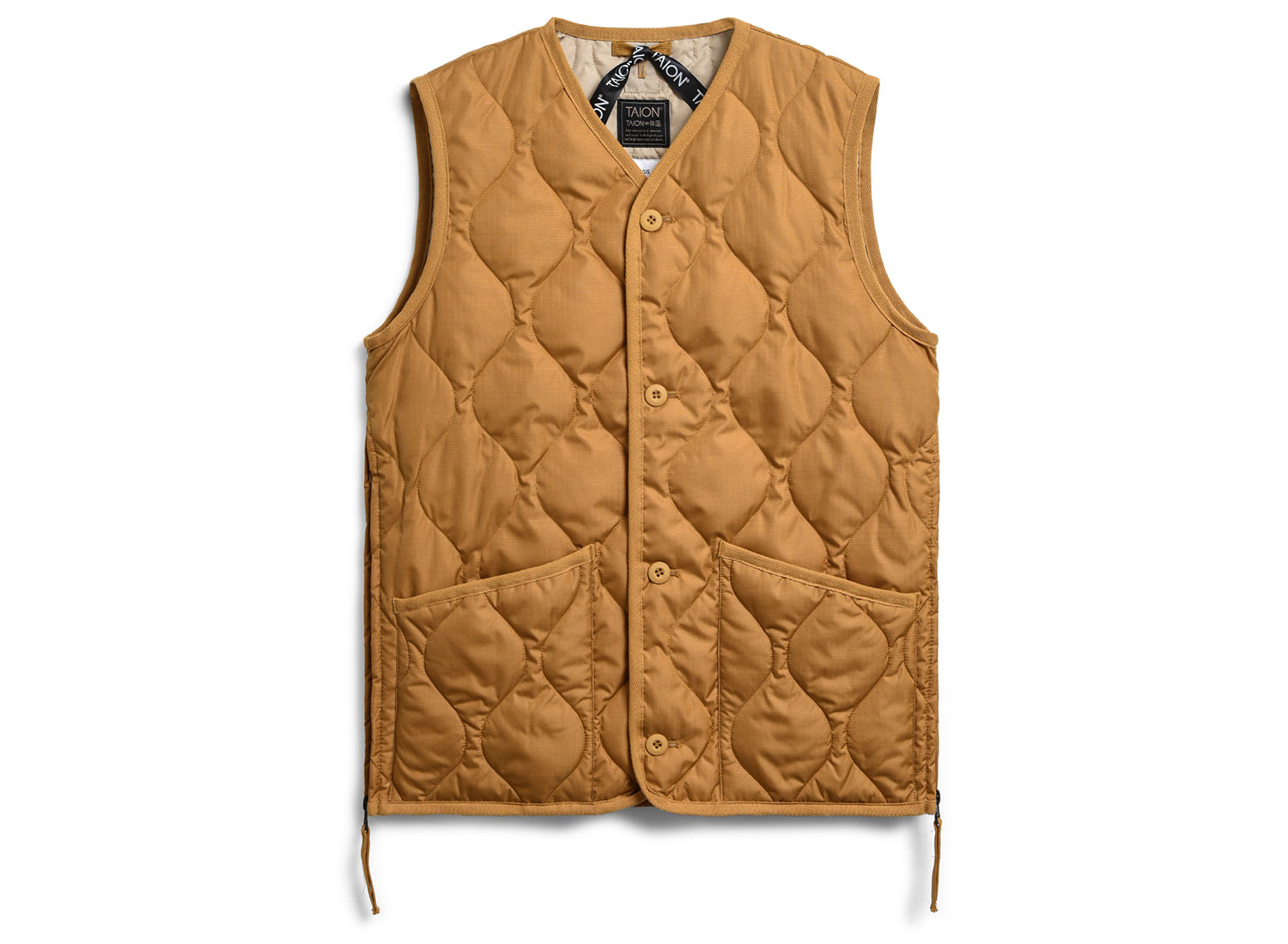 Taion Military V-Neck Down Vest Camel