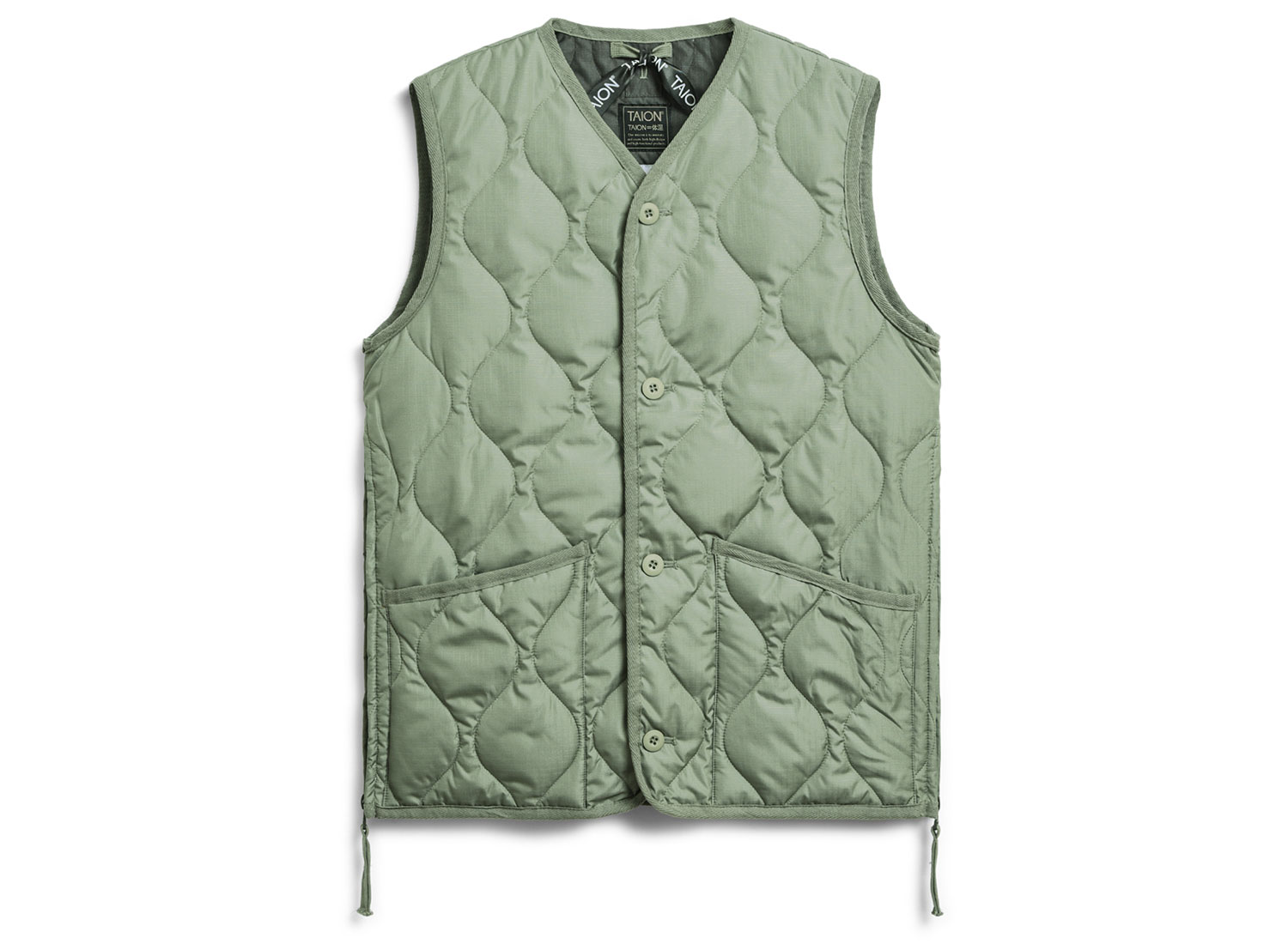 Taion Military V-Neck Down Vest Sage Green