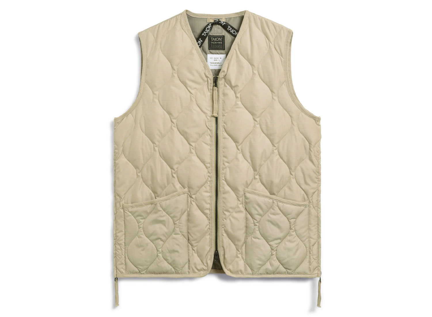 Taion Military Zip V-Neck Vest Cream