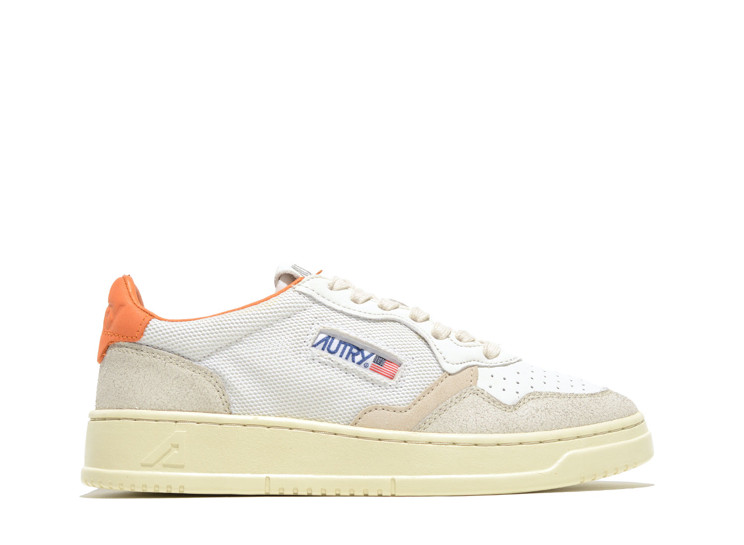 AUTRY 01 LOW CN06 NABUK CRACK WHITE / ORANGE