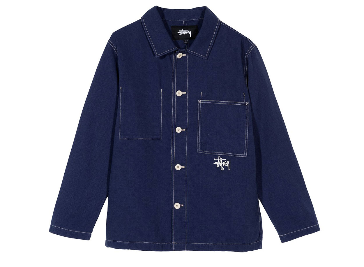 STUSSY CANVAS SHOP JACKET NAVY
