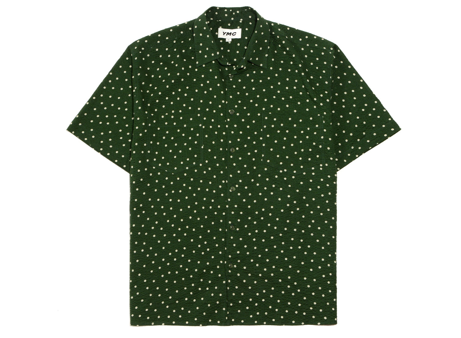 YMC P2SAX MITCHUM DOT SHIRT GREEN