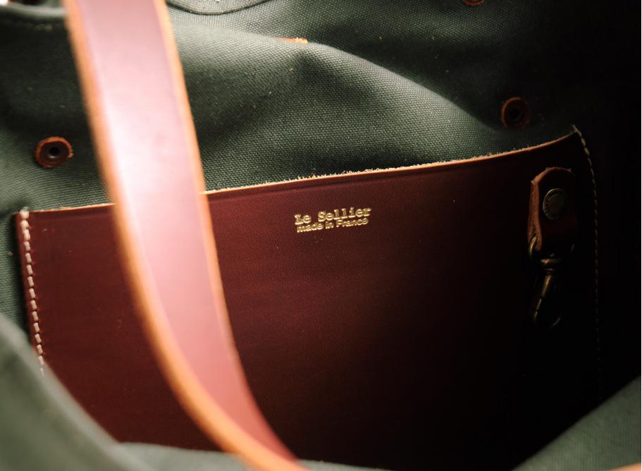 le sellier tote bag toile et cuir kaki gold 285 00 epuisé le sellier ...